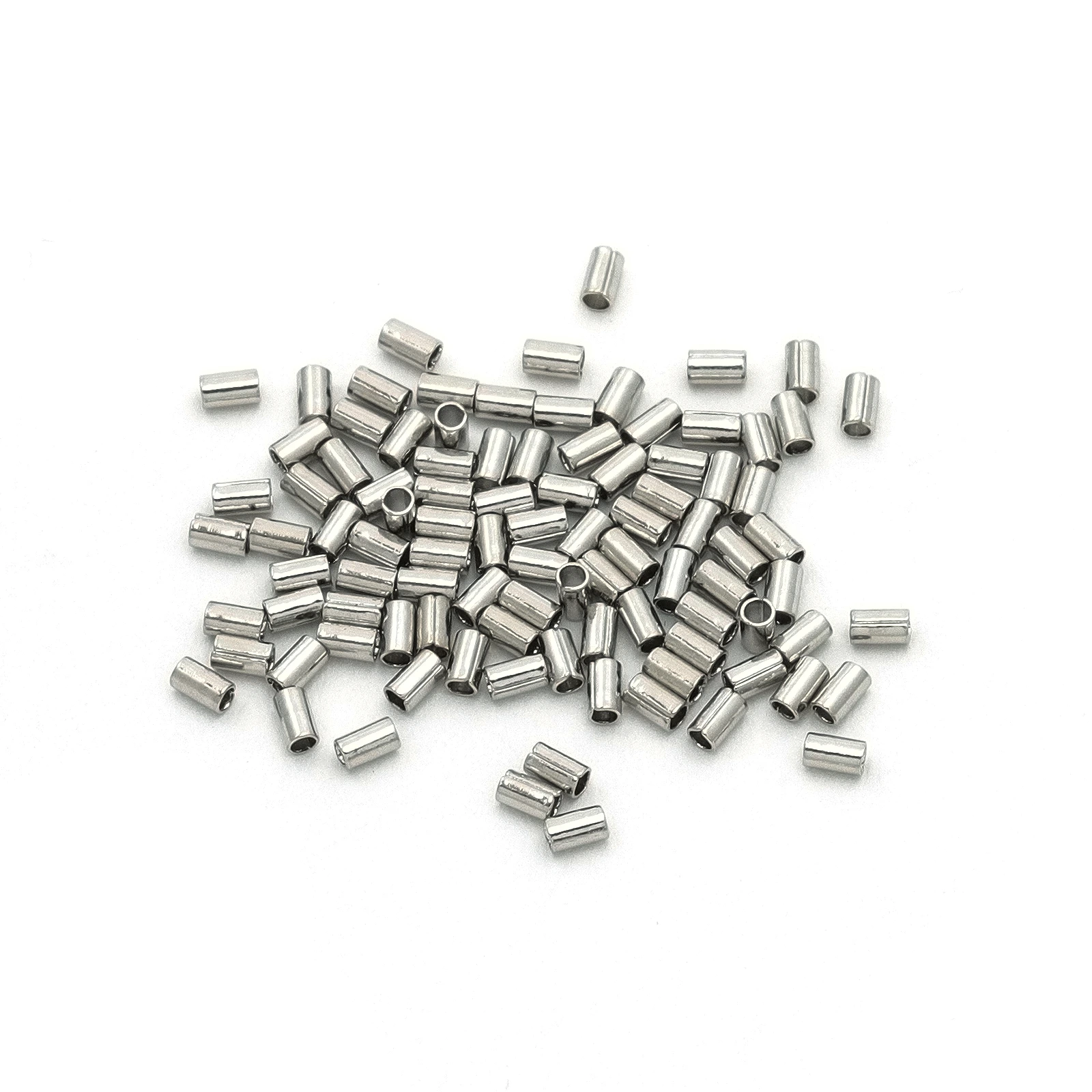 Crimp Tube Rhodium Plating Nickel Free OD: 1.2mm, ID: 0.8mm Length 2mm ...